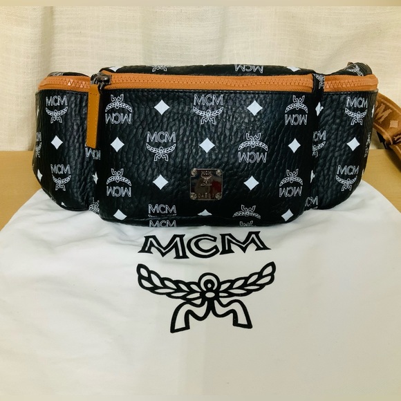 MCM | Bags | Authentic Mcm Belt Bag Clutch Pouch Blackcognac Limited ...
